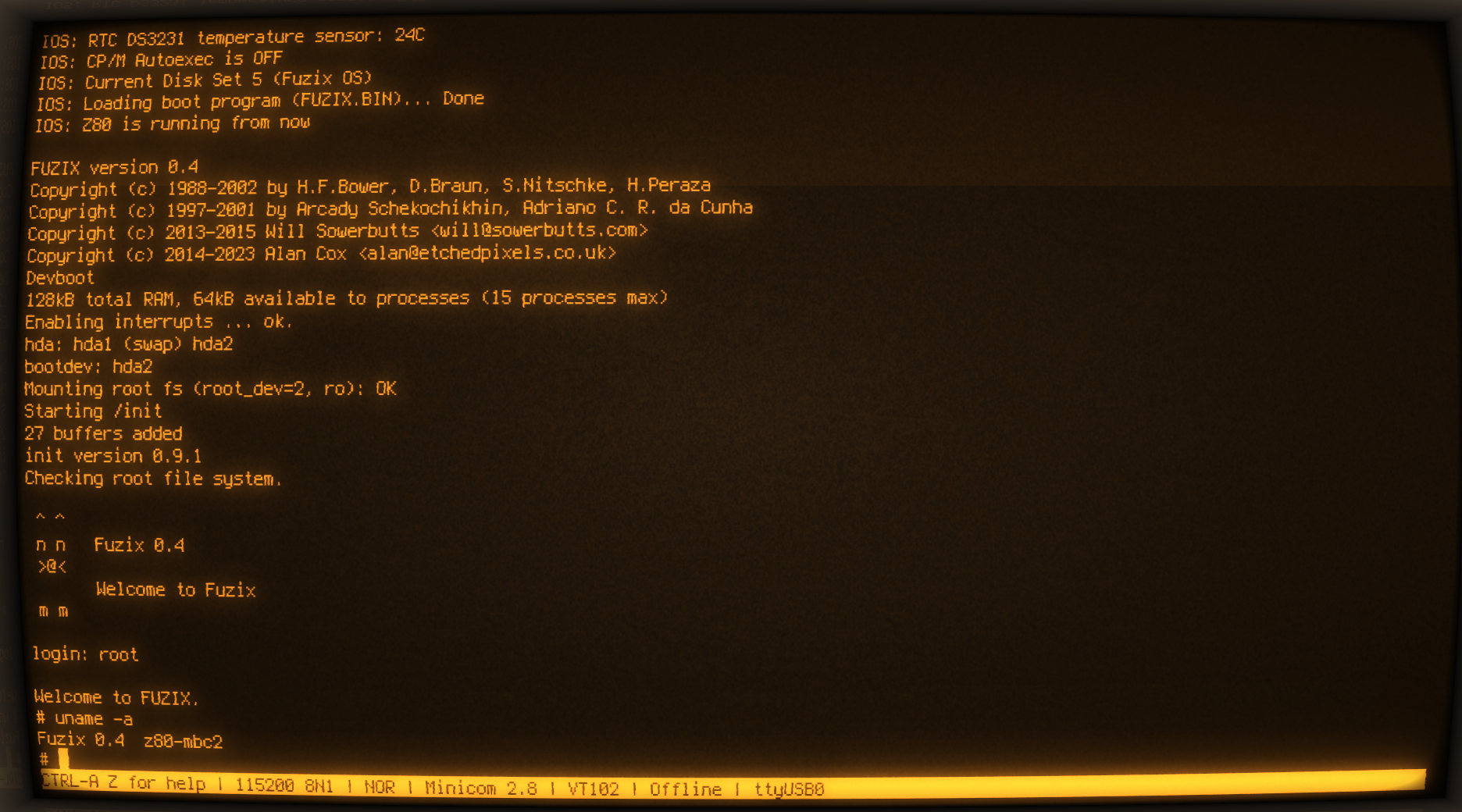 Grégory PAUL : « Running fuzix (a simplified Unix) on a 4Mhz Z80-M ...